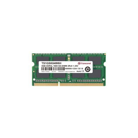 Transcend Ts1gsk64w6h 8gb Ddr3l 1600 So Dimm 2rx8 Nc Computers Sro