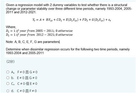 Solved Given A Regression Model With 2 Dummy Variables To