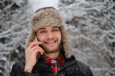 Cheerful Guy Talks And Smiles Close Up Portrait Caucasian Bearded