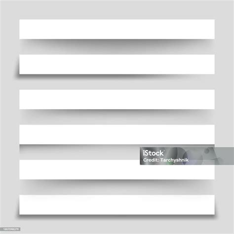 그림자가 있는 흰색 빈 종이 조각 세트 회색 배경의 페이지 구분입니다 사실적인 투명 그림자 효과 디자인 요소입니다 벡터 일러스트레이션 3차원 형태에 대한 스톡 벡터 아트 및