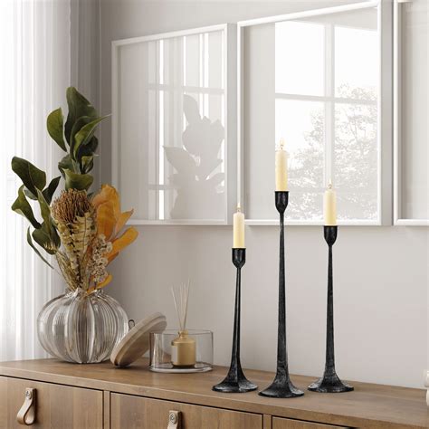 Lark Manor™ Iron Taper Candle Holder Set Of 3 Decorative Tall Candle