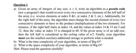Solved Question 1 A Given An Array Of Integers Of Any Size