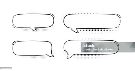 복고풍의 빈 코믹 버블은 검은색 하프톤 그림자로 설정되어 있습니다 벡터 일러스트레이션 빈티지 디자인 팝 아트 스타일 검은색에 대한 스톡 벡터 아트 및 기타 이미지 Istock