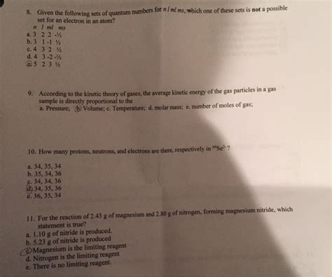 Solved Given The Following Sets Of Quantum Numbers For Nl Ml Chegg Com