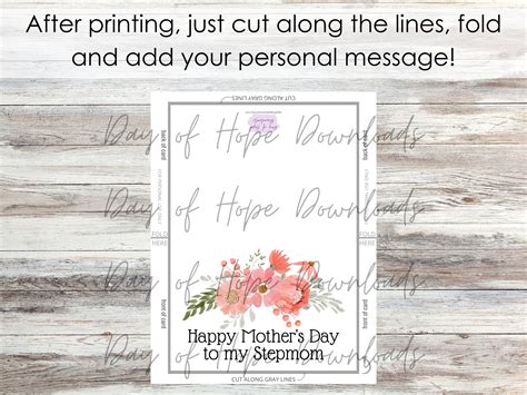 Printable Stepmom Mothers Day Card Happy Mothers Day To My Stepmom