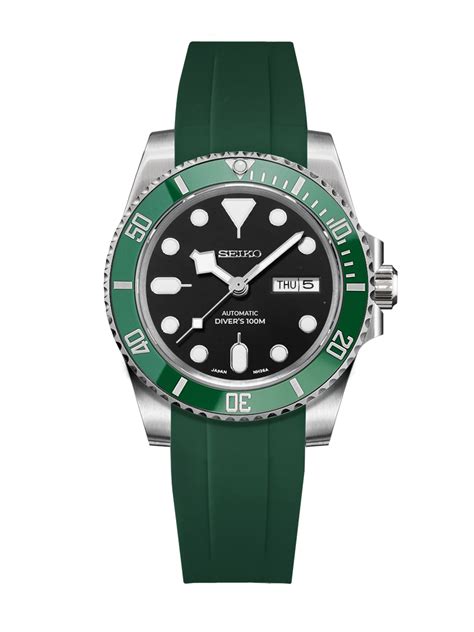 Seiko Submariner Starbucks Mod Green Bezel Dagaz Watch Seiko Mods