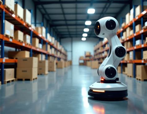 Autonomous Robot In Warehouse Stock Illustration Illustration Of Intelligence Warehouse