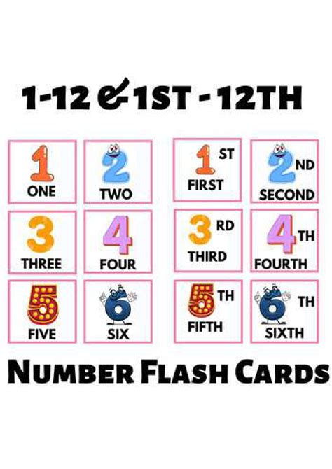 Counting Mastery 1 12 And 1st 12th Number Flash Cards Educational Math