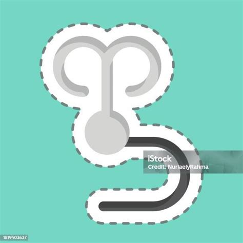 스티커 라인 컷 로프 후크 닌자 기호와 관련이 있습니다 심플한 디자인 편집 가능 간단한 일러스트레이션 3차원 형태에 대한 스톡