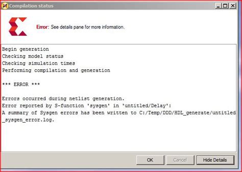 Error Reported By S Function Sysgen In Gatewaysgateway In