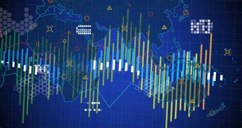Image Of Data Processing Over World Map On Blue Background Stock Image