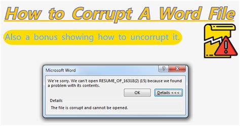3 Simple Ways To Corrupt A Word File On Purpose With Bonus