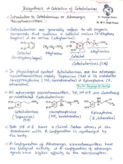 Biosynthesis Abd Catabolism Of Catecholamines With Introduction And Structures Pdf Chemical