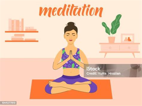 여자 냄비 서랍 및 배경에 책 선반 공장 명상 포즈 집에서 앉아 3의 3 포즈 균형에 대한 스톡 벡터 아트 및 기타 이미지 균형 명상하기 벡터 Istock