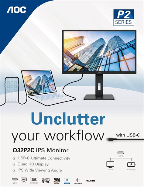 AOC Q32P2C 31 5 QHD IPS USB C 4ms 75Hz Monitor
