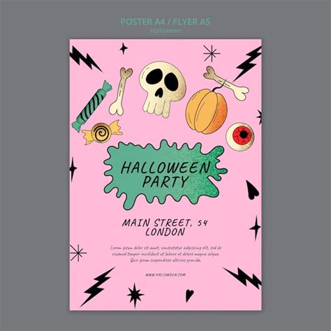 빛나는 텍스처와 할로윈 세로 포스터 템플릿 무료 Psd 파일