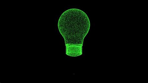 Premium Photo 3d Green Light Bulb On Black Background Object Consisting Of Flickering