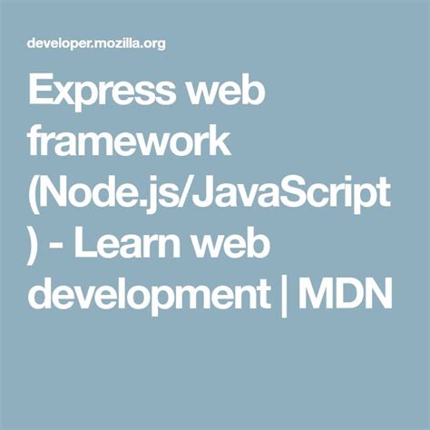 Express Web Framework Nodejsjavascript Learn Web Development Mdn