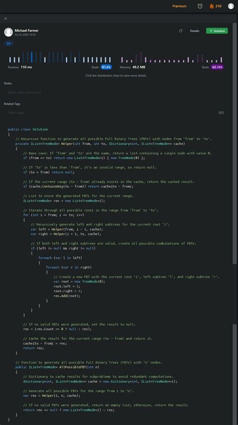 Michael Farmer On Linkedin Day 210 Of Xx Completing At Least One Leetcode Problem Per Day