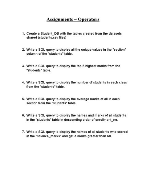 Assignments Operators Pdf