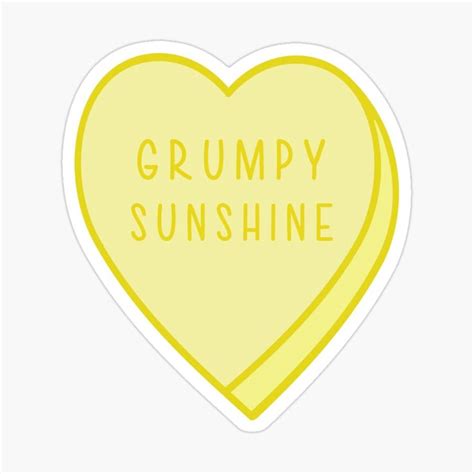 Grumpy Sunshine Candy Heart Tropes Book Lover Yellow Sticker For Sale