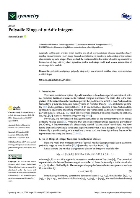 Pdf Polyadic Rings Of P Adic Integers