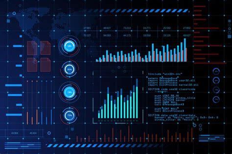 Premium Photo Glowing Digital Interface With Business Charts And Coding Background Future And