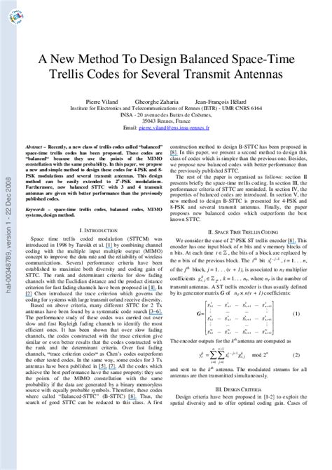 Pdf A New Method To Design Balanced Space Time Trellis Codes For