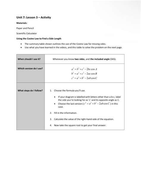 Solved Unit 7 Lesson 3 Activity Materials Paper And Pencil