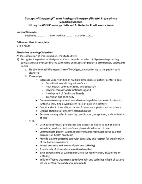 Clinical Simulation Scenario