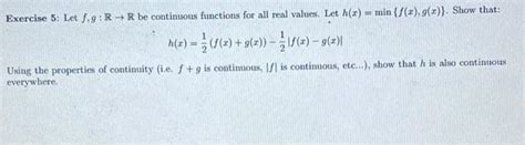 Solved Exercise 5 Let F G R→r Be Continuous Functions For