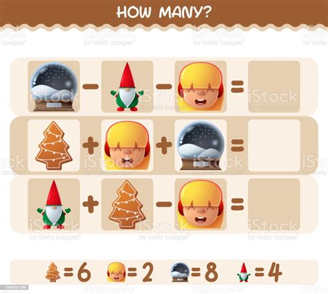 얼마나 많은 만화 크리스마스 계산 게임 사전 쇼올 년 어린이와 유아를위한 교육 게임 개발에 대한 스톡 벡터 아트 및 기타 이미지 개발 검색 공부 Istock