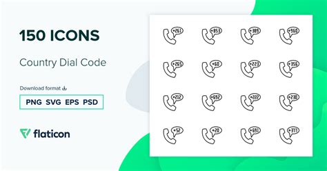 Country Dial Code Icon Pack Black Outline 150 Svg Icons