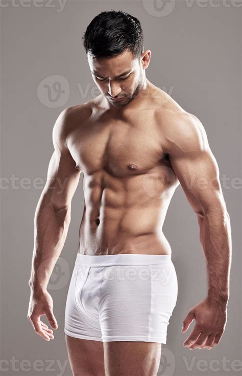 Man Underwear Model And Muscle Care With Strong Chest Abs And Body