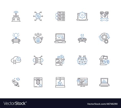 Automation Outline Icons Collection Robotic Vector Image