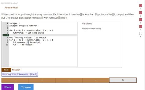 Jump To Level 1 Write Code That Loops Through The Array Numsvar Each Iteration If Numsvar I