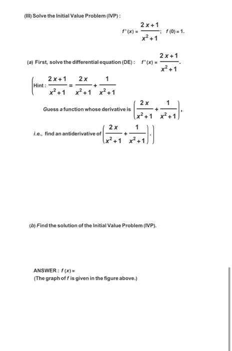 Solved Iii Solve The Initial Value Problem Ivp A
