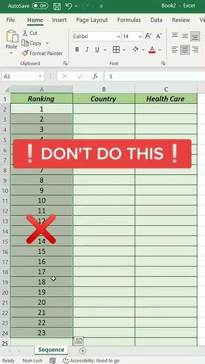 Never Drag Your Numbers Down In With Sequence Excel Exceltips