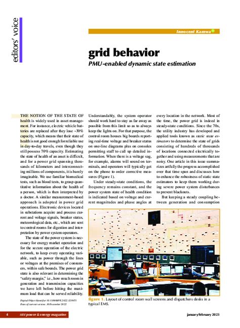Pdf Grid Behavior Pmu Enabled Dynamic State Estimation [editors Voice]