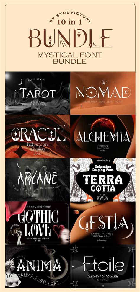 Mystical Font Bundle 10 In 1 Fonts Alphabet Lettering Fonts Lettering