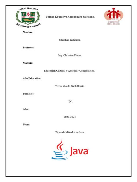 metodos de java 1 pdf objeto informática método programación de computadora