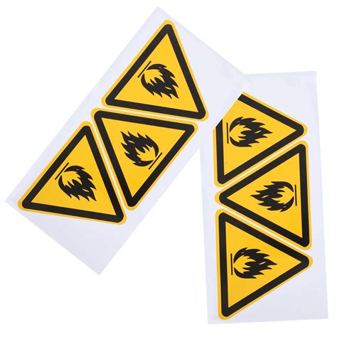 Worgeous 6pcs Flammable Sign Warning Stickers Caution Safety Sign Decals Flammable Warning Sign