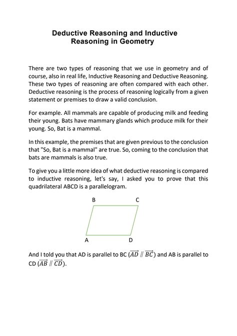 SOLUTION Deductive Reasoning And Inductive Reasoning In Geometry Studypool