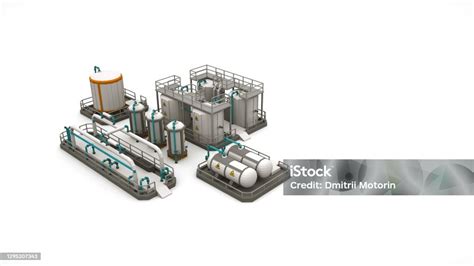 공장 면적 생산 시설 및 보관의 레이아웃 흰색 배경에 고립 된 공장 장비 및 구조의 3d 그림 3차원 형태에 대한 스톡 사진 및 기타 이미지 Istock