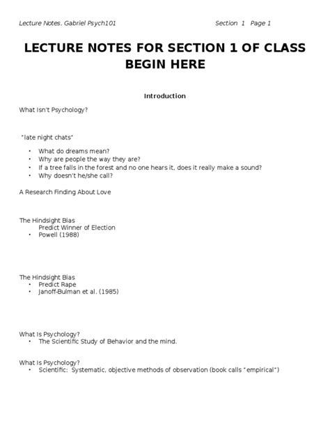 Pdf Psy 101 Section 1 Lecture Dokumentips