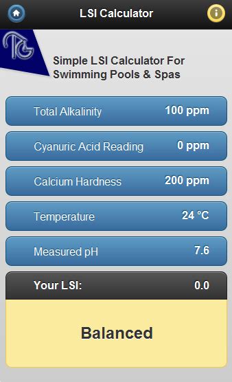 Langelier Saturation Index Calculator App Reaper Enterprises Ltd