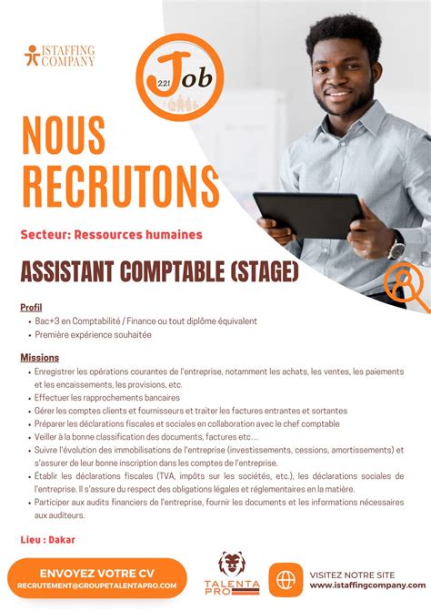 Nous Recrutons Un Assistant Comptable Type De Contrat Stage Vous