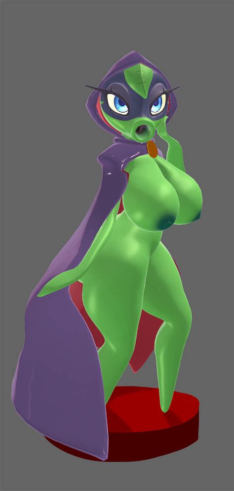 Rule 34 3d 3d Artwork Action Figure Big Breasts Blue Eyes Female Figure Green Body Green
