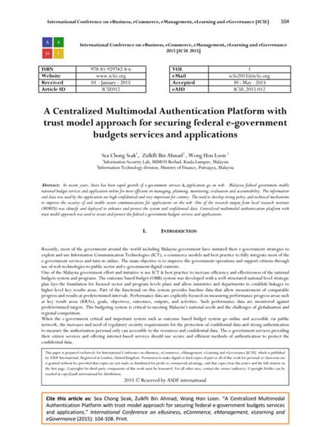 A Centralized Multimodal Authentication Platform With Trust Model Approach For Securing Federal
