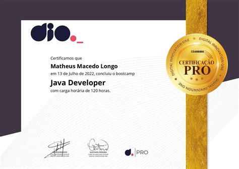 CONCLUSÃO DE MAIS UM BOOTCAMP JAVA DEVELOPER Matheus Longo Spring Docker Java DIO